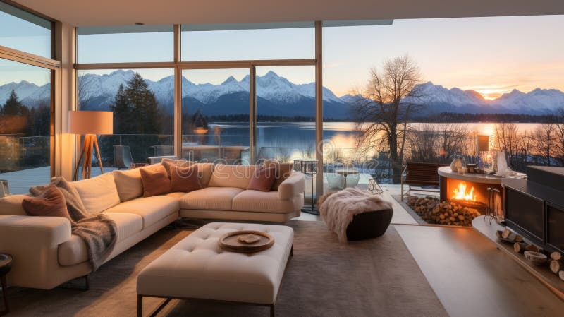 Modern Home with Panoramic Mountain Views Spacious Interior Design with ...