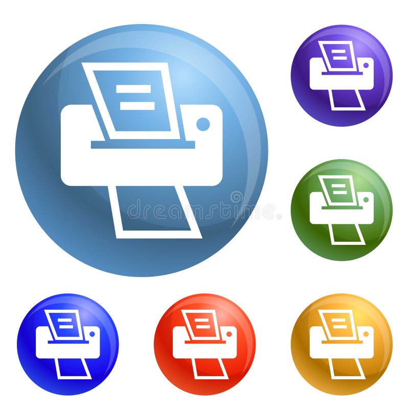 Printer Icons Set, Outline Style Stock Vector - Illustration of ...