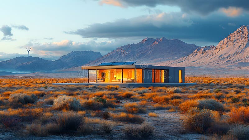 Remote Renewable Energy System in Desert Landscape Stock Illustration ...