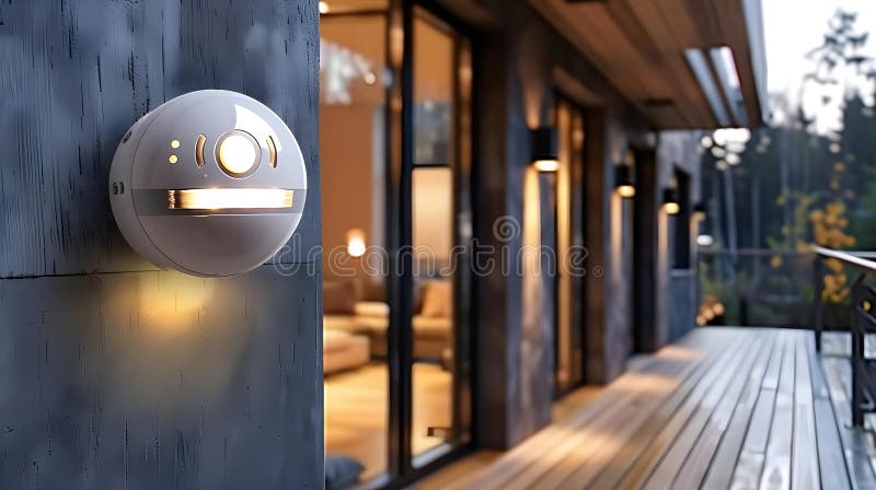Modern Home Security: Sleek Motion Sensor Light. Concept Smart Lock ...