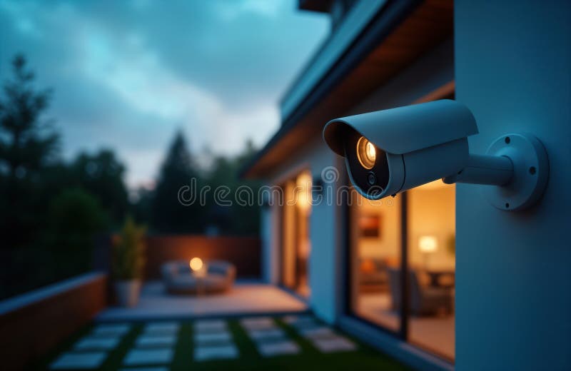 Modern Home Security System. Smart Camera Installed on Exterior Wall at ...