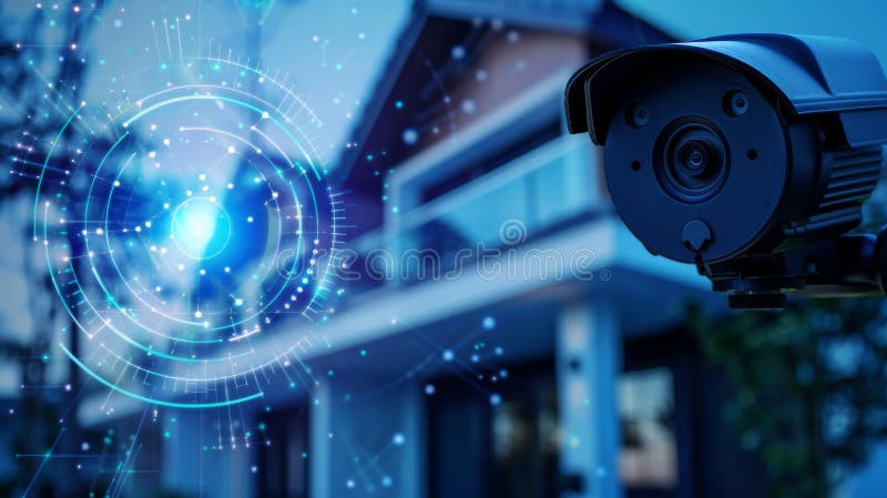 Modern Home Security System with Surveillance Camera Stock Illustration ...