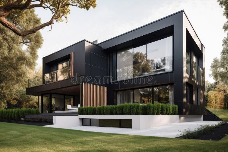 Modern Home with Sleek and Minimalist Exterior, Featuring Angular ...