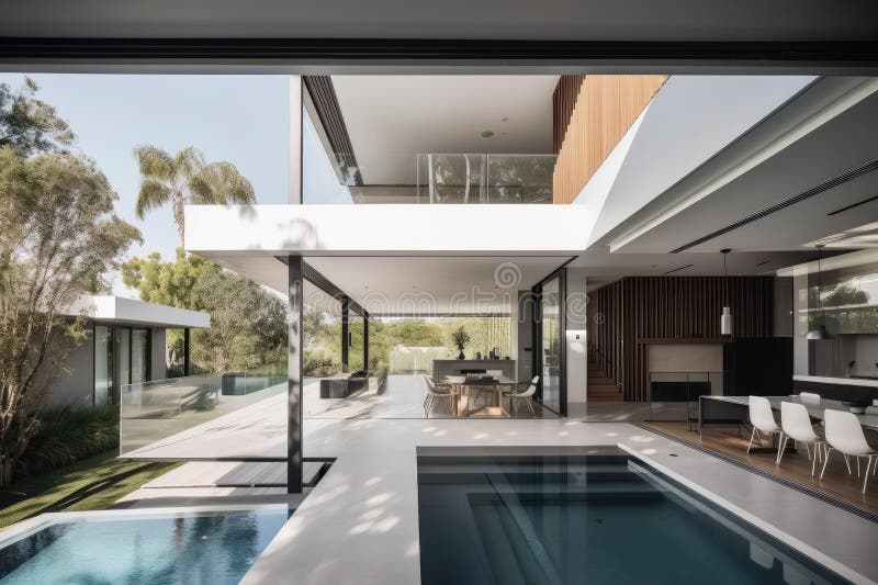 Modern Home with Sleek and Minimalist Interior, Featuring Clean Lines ...