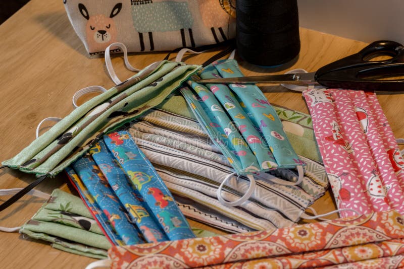 Modern Homemade Masks Using To Protect from Coronavirus. Covid 19 Stock ...