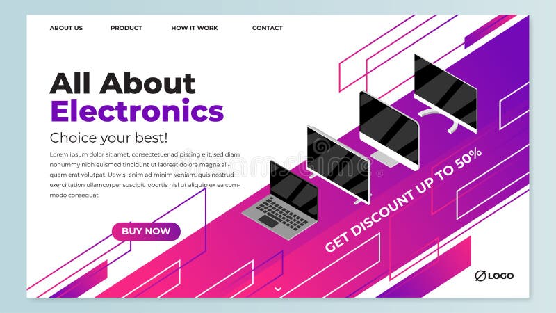 Modern Homepage Design Template with Image Placement Stock Vector ...