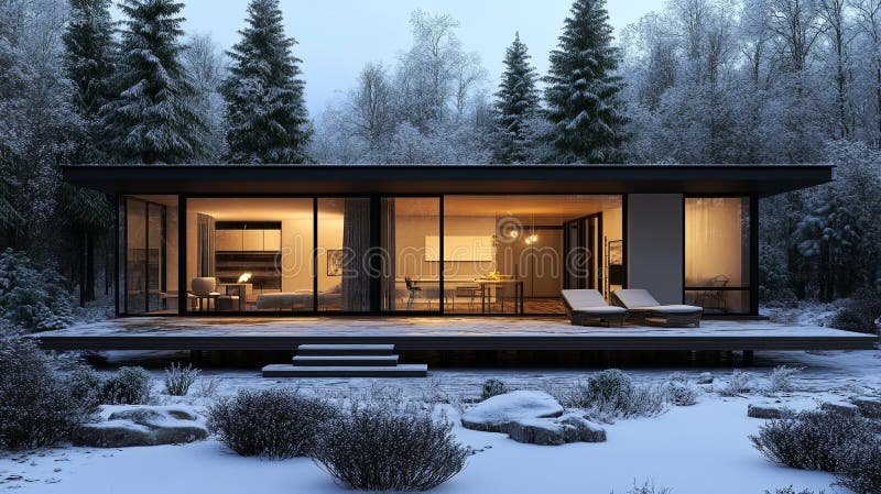 Modern Homes with Panoramic Windows. Stock Image - Image of open ...