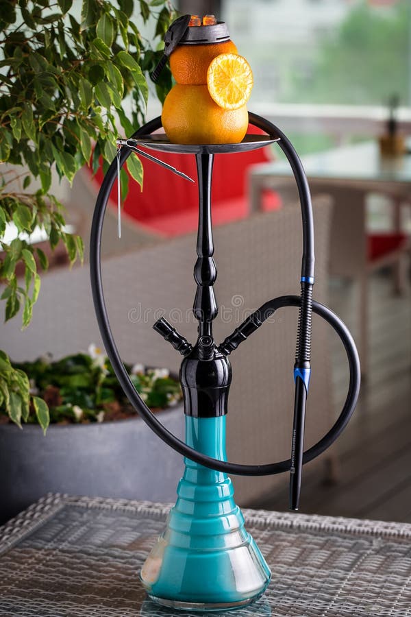 Modern Hookah with Fruit Bowl on the Table Stock Photo - Image of ...