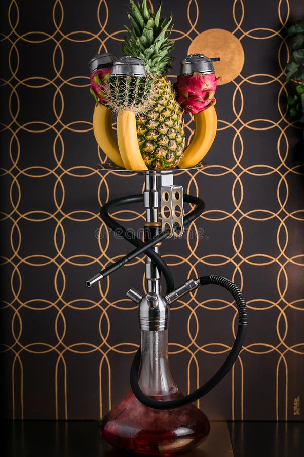 Modern Hookah with Fruit Bowl on the Table Stock Photo - Image of ...