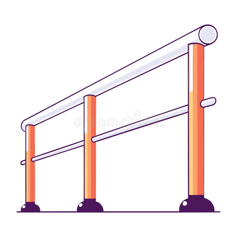 Handrail Illustration with Cylindrical Support Posts. Stock ...