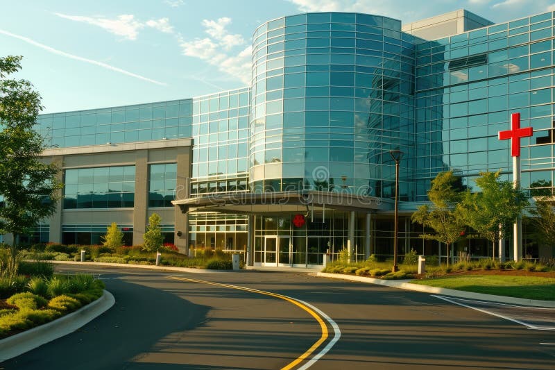 Modern Hospital Building Exterior Stock Illustration - Illustration of ...
