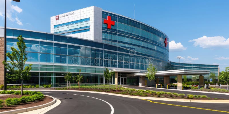 Modern Hospital Building Exterior Stock Illustration - Illustration of ...