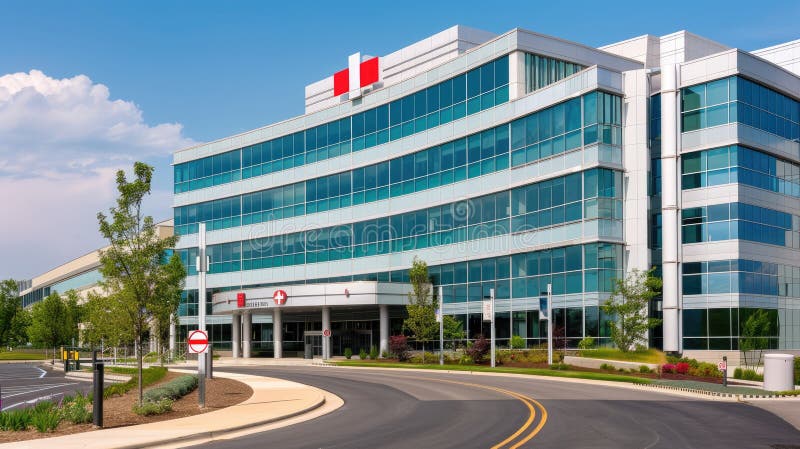 Modern Hospital Building Exterior Stock Illustration - Illustration of ...