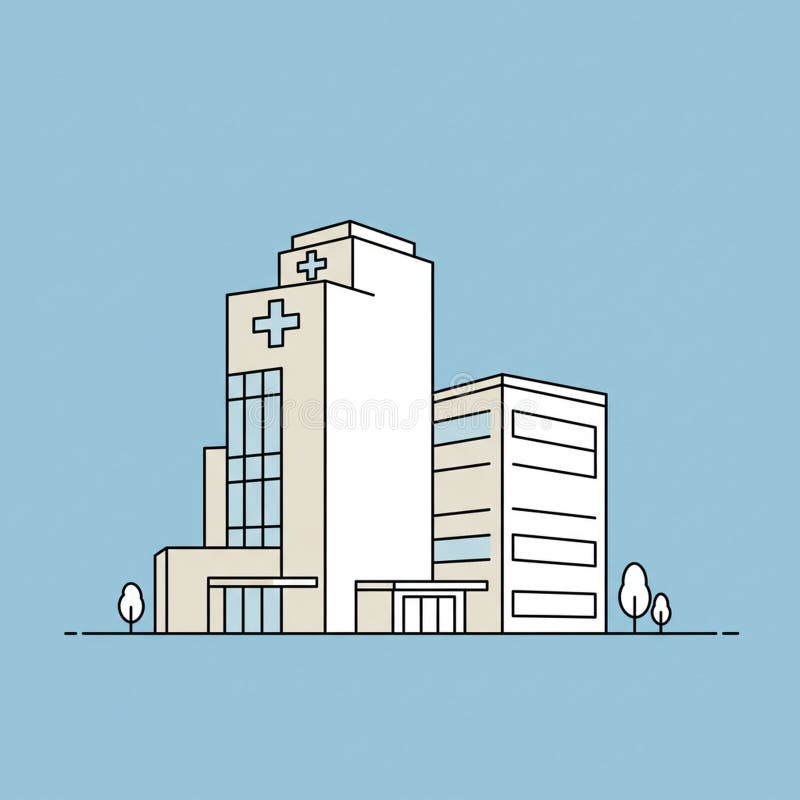 Modern Hospital Building Illustration with a Simple, Clean Design ...
