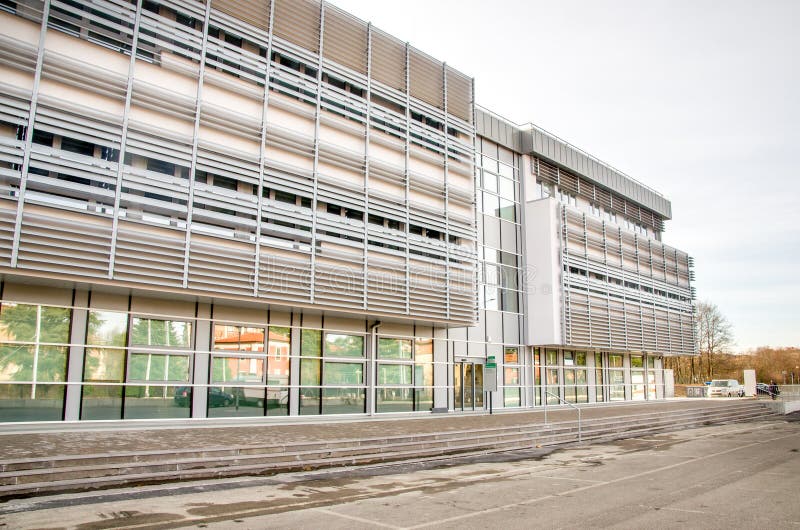 Modern Hospital Clinic Building Exterior Stock Image - Image of grey ...