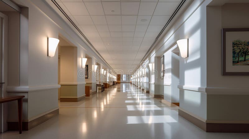 Modern Hospital Hall Light Lighting Positive. Generative Ai Stock ...