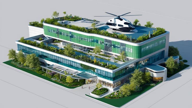 Modern Hospital with Innovative Design Stock Illustration ...
