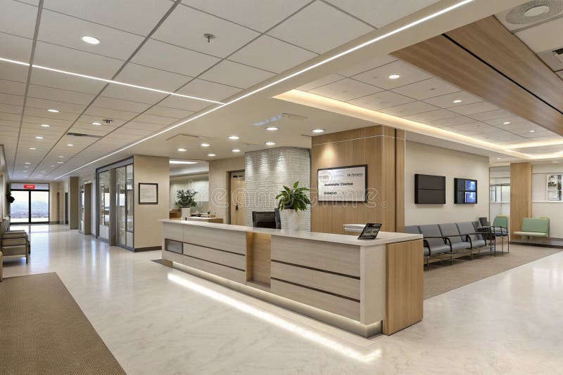 Modern Hospital Interior Reception Area Stock Illustration ...