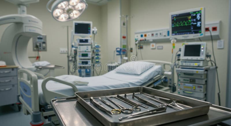 Modern Hospital Operating Room with Surgical Instruments Ready for ...