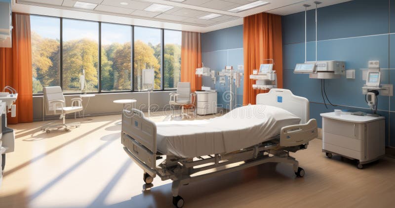Modern Hospital Patient Room Stock Illustration - Illustration of care ...