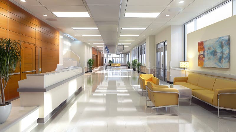 A Modern Hospital Reception Area Stock Illustration - Illustration of ...