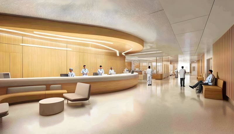 Modern Hospital Reception Area Stock Illustration - Illustration of ...