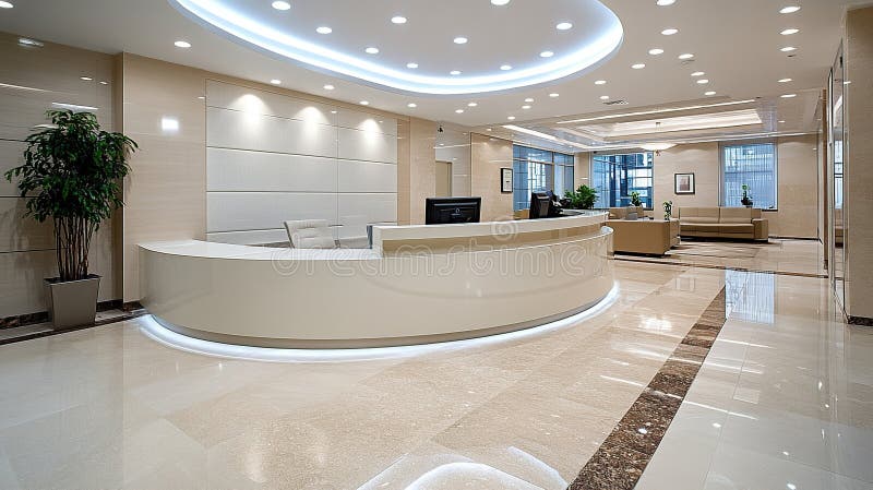 Modern Hospital Reception Area with Waiting Lounge Stock Illustration ...