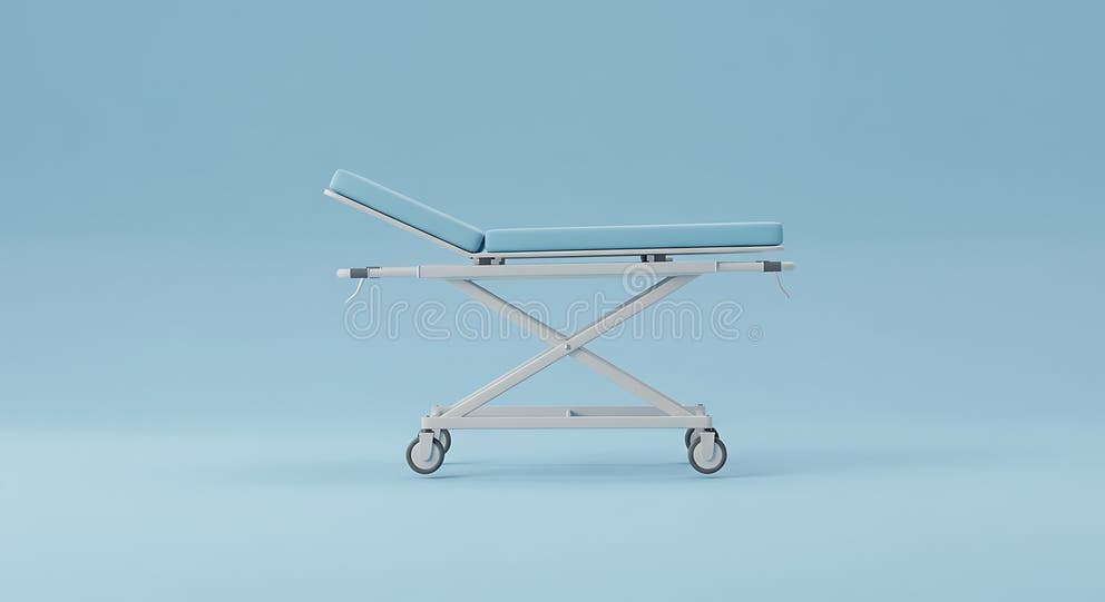 Modern Hospital Stretcher Bed on Wheels Isolated on Light Blue ...