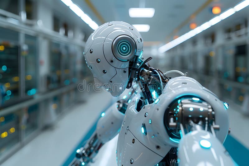 Modern Hospital Tech: Robotic Arm at Work Stock Illustration ...