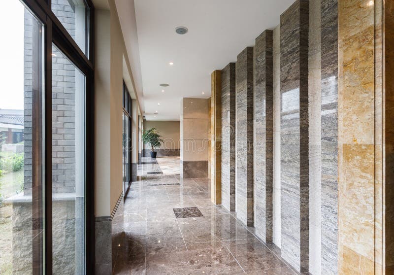Modern Hotel Corridor Building Passageway Stock Image - Image of ...