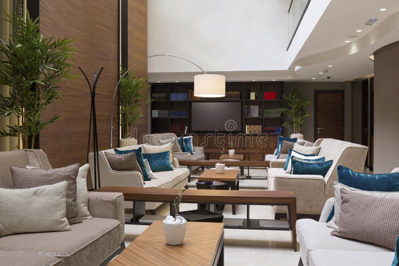 Modern Hotel Lobby Cafe Interior Stock Photo - Image of cutlery ...