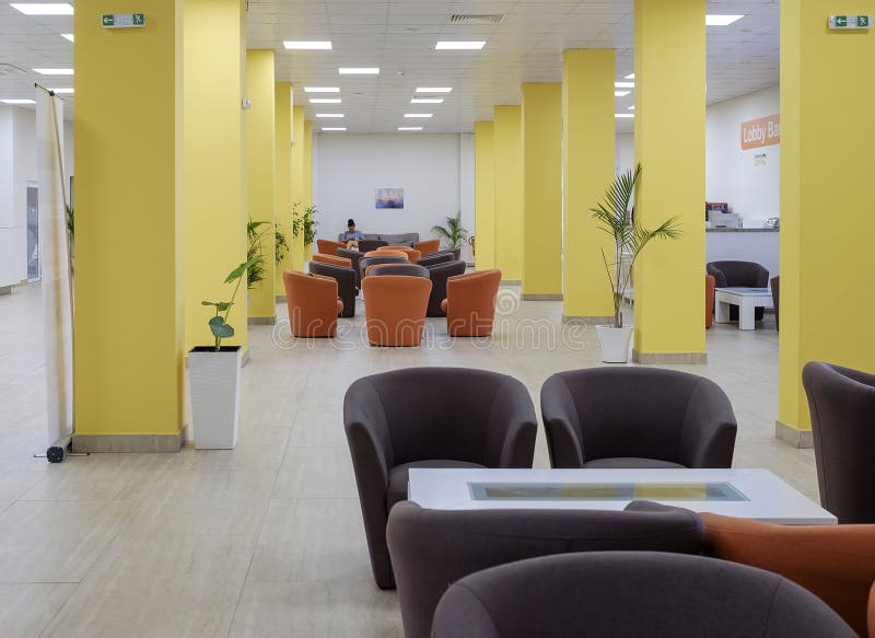 Modern Hotel Lobby with Colorful Chairs 3 Stock Photo - Image of floor ...