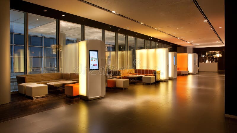 Modern Hotel Lobby Design stock illustration. Illustration of ...