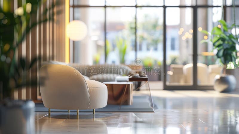 Modern Hotel Lobby with Light-Filled Seating Area on a Sunny Afternoon ...