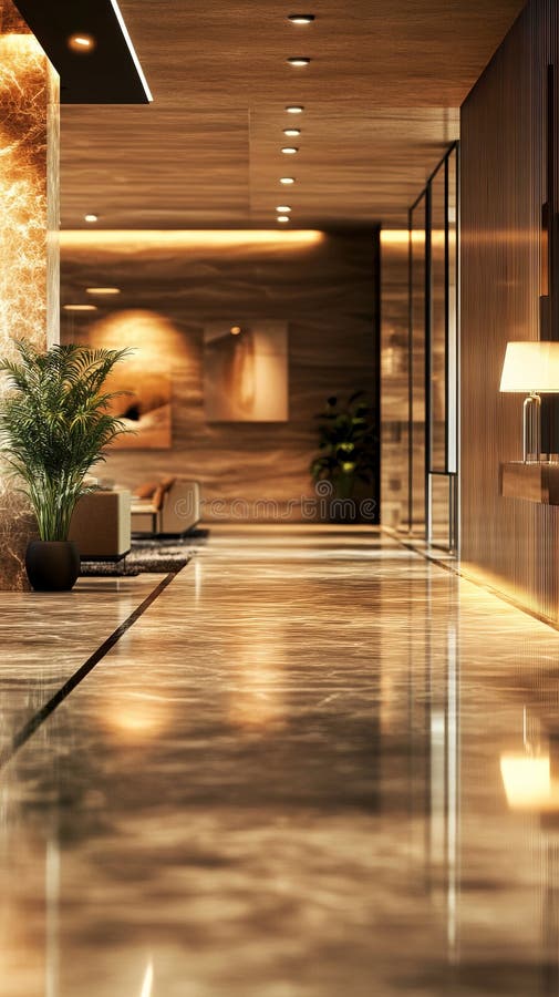 Modern Hotel Lobby with Hallway or Office Lounge Room Stock Photo ...