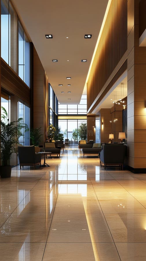 Modern Hotel Lobby with Hallway or Office Lounge Room Stock Image ...