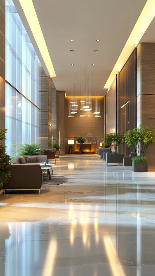 Modern Hotel Lobby with Hallway or Office Lounge Room Stock Photo ...