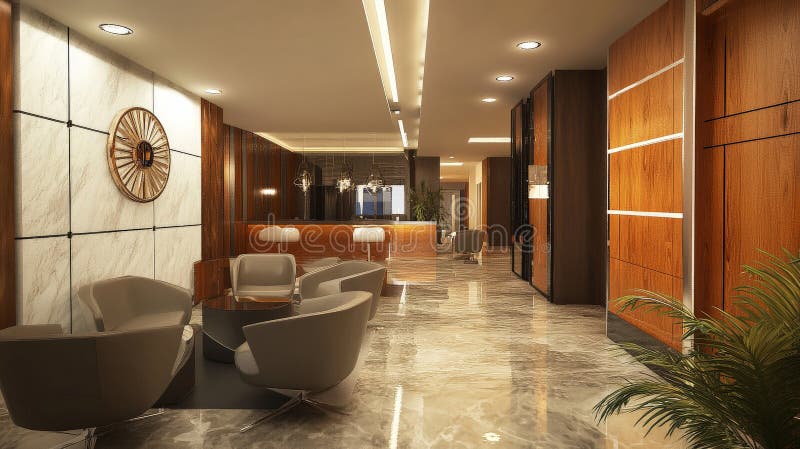 Contemporary Hotel Lobby with Open Floor Plan and Luxury Furnishings ...