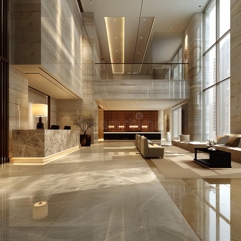 Modern Hotel Lobby Interior Design Illustration Generated Using AI ...