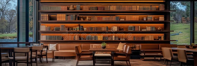 Modern Hotel Lobby Interior Design with Library, Comfortable Seating ...