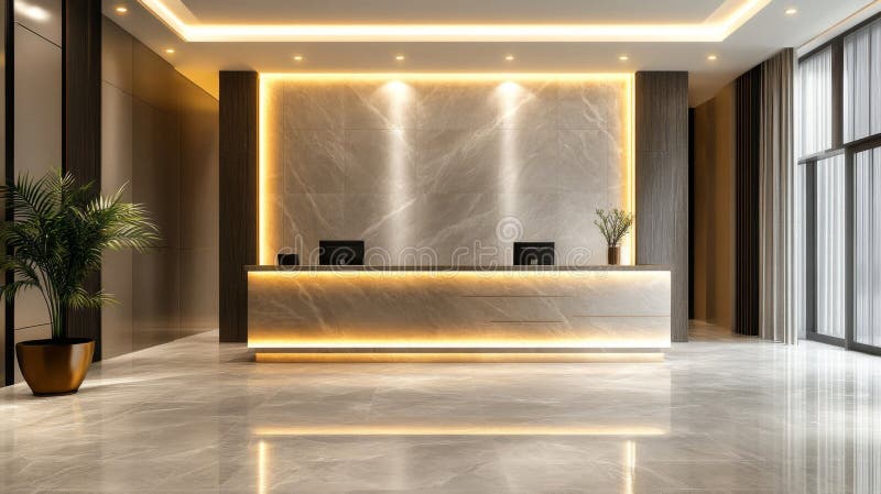 Modern Hotel Lobby Reception Area Design Stock Illustration ...