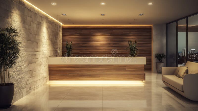 Modern Hotel Reception Area Interior Design Stock Illustration ...