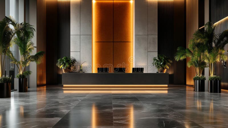 Modern Hotel Reception Desk Interior Design Stock Illustration ...