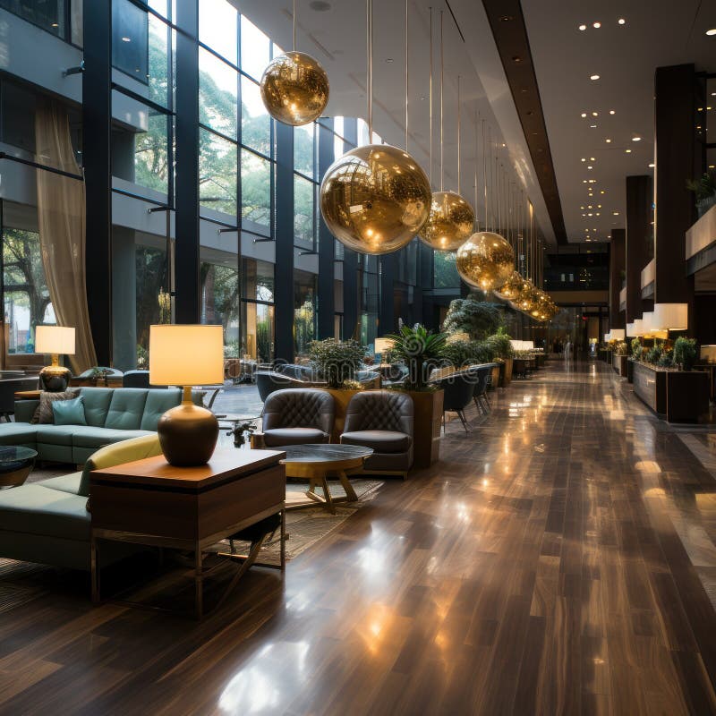 Modern Hotel Reception, Hotel Lobby Interior Stock Illustration ...