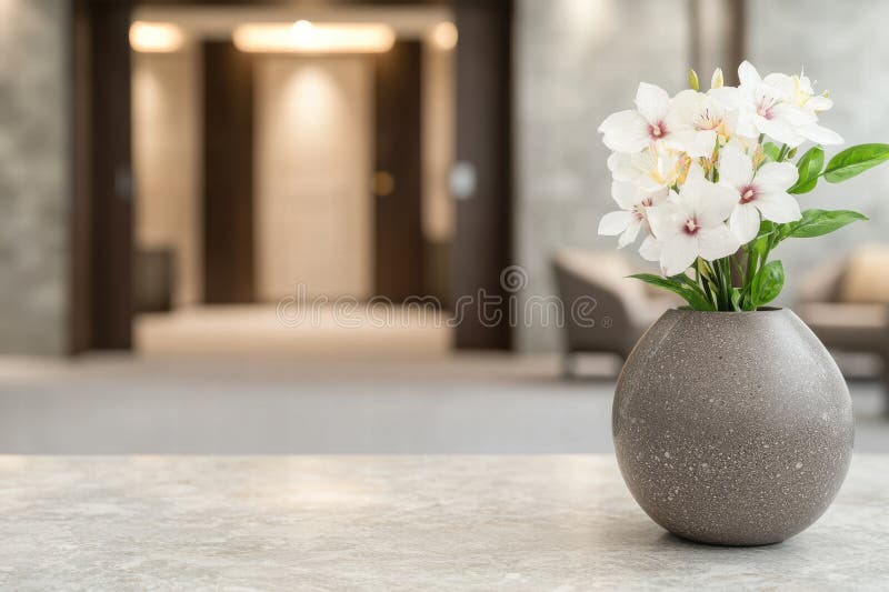 Modern Hotel Room with White Flowers in Vase Stock Illustration ...