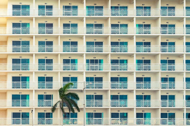 Modern Hotel Rows Balconies Creates Geometric Pattern Stock Photos ...