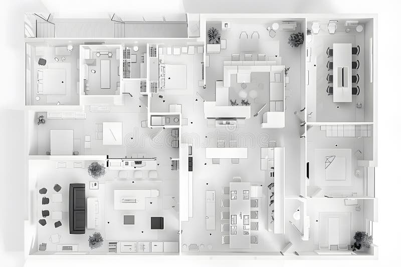 Modern House Architectural Design, Open Floor Plan with Multiple Rooms ...