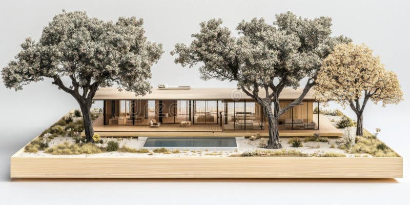 Modern House Architectural Model Stock Illustration - Illustration of ...