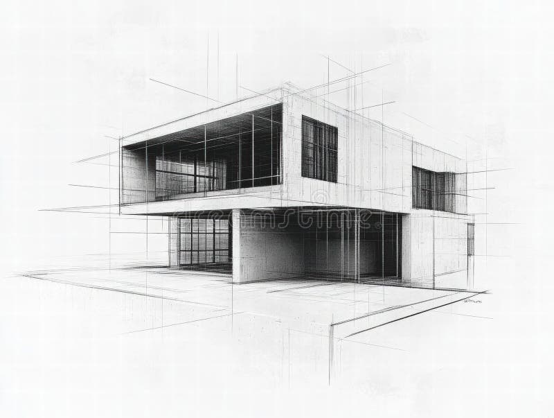 Modern House Architectural Sketch, a Blueprint for Contemporary Design ...