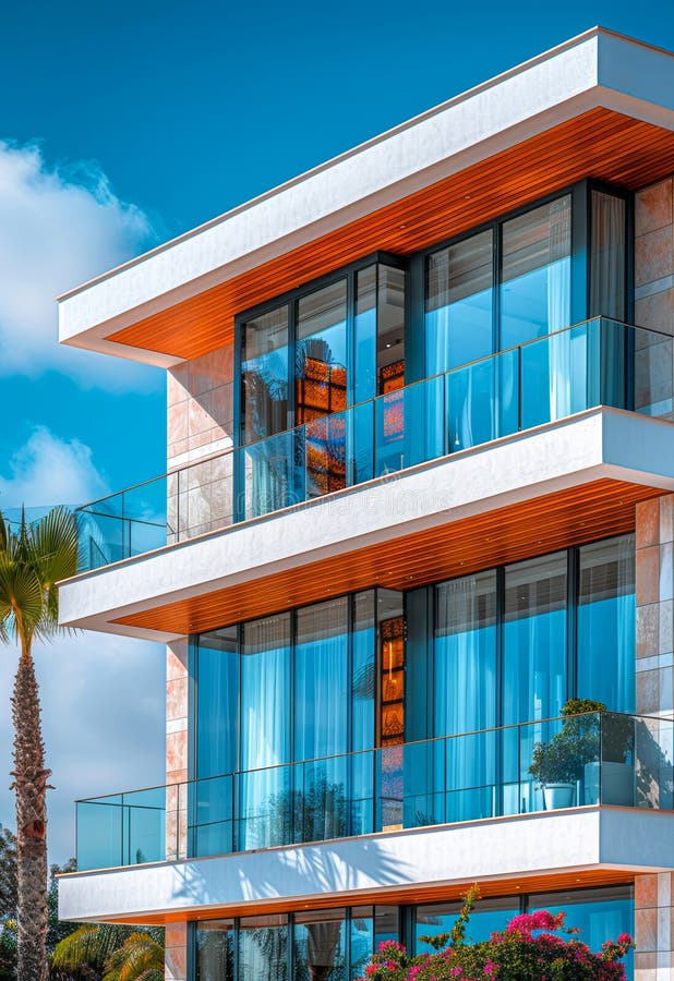 Modern House with Balcony and Beautiful View Stock Photo - Image of ...